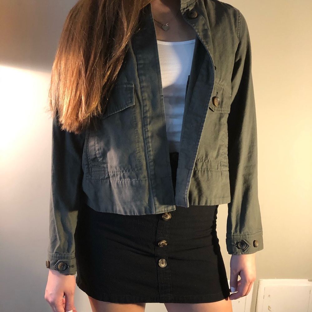 Olive Green Cropped Gap Jacket - Gem